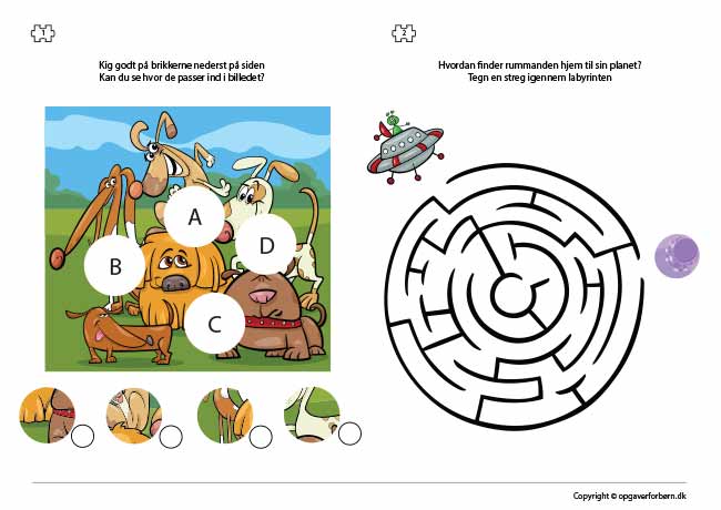 Sjove print-selv opgaver til førskolebørn fra 4 år