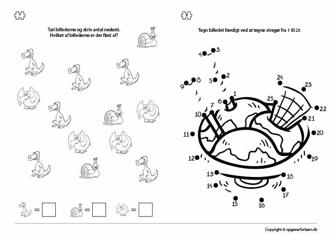 Sjove print-selv opgaver til førskolebørn fra 4 år
